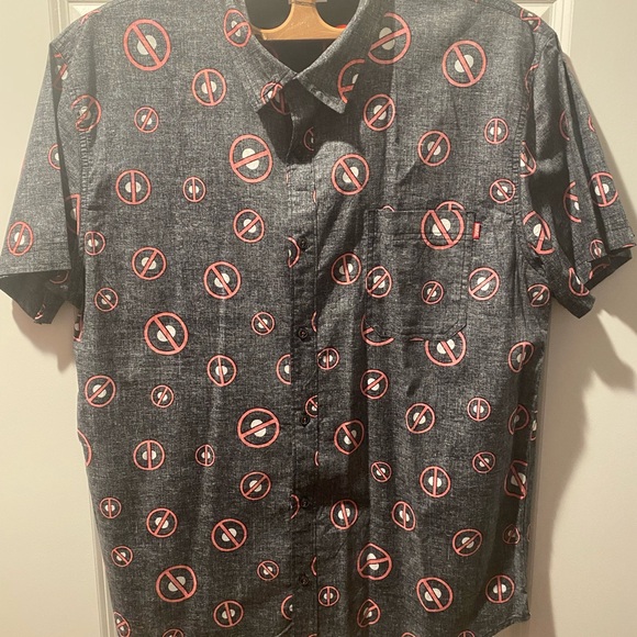 Marvel | Shirts | Marvel Brand Deadpool Insideout Fabric Button Down ...